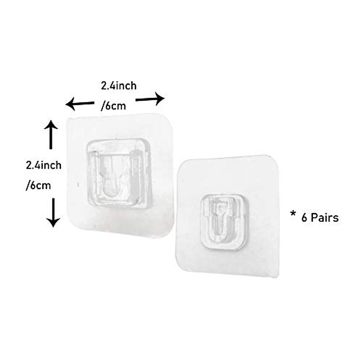 6PCS Double Sided Adhesive Wall Utility Hooks, Waterproof Strong Hanger Clear Wall Storage Holder Self-Adhesive Hooks for Bathroom Kitchen, No Punching Wall Harmless