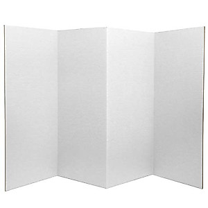 3 ft. Short White Temporary Cardboard Folding Screen - 4 Panels