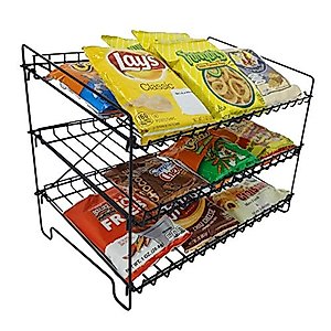 FixtureDisplays® 16" x 12.5" x 10" Wire Rack for Countertop Use with 3 Open Shelves, Black 10085-NPF
