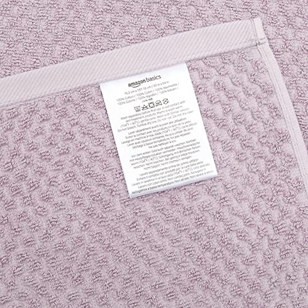Amazon Basics Odor Resistant Textured Bath Towel, 30 x 54 Inches - 2-Pack, Lavender