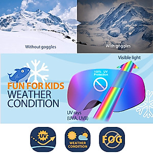 LOEO Kids Ski Goggle, Frameless Snow Ski Goggles for Kids Youth Teens Boys and Girls, Helmet Compatible