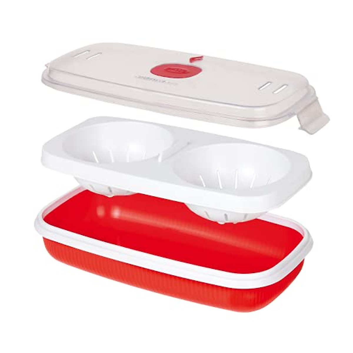 Snips Microwave Cookware Egg Poacher and Omelet Maker, Red