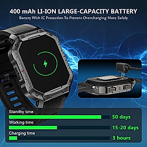Smart Watch - Military Smart Watches for Men, Bluetooth(Answer/Make Call) 1.83" Tactical Smartwatch for Android Phones iPhone Fitness Tracker,Outdoor Waterproof Watch Heart Rate Blood Pressure Monitor