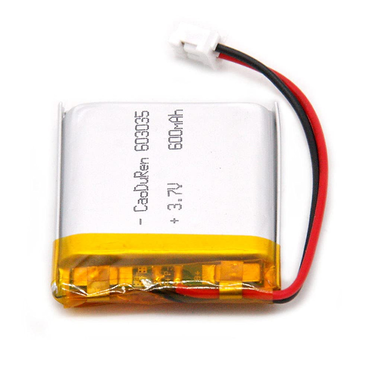 CaoDuRen MSDS Verified Part Number: 603035, Rechargeable 3.7V 600mAh Li Lipo Lithium Polymer Ion Battery Pack with 2 Pin 2.0mm JST Connector