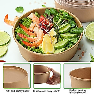 Belinlen 36oz 50 Sets Large Kraft Paper Bowls with Lids, Disposable Bowls with Lids, Paper Salad Bowls, Paper Food Container with Lid Perfect for Hot/Cold Food, Soup, Salad, Ice Cream