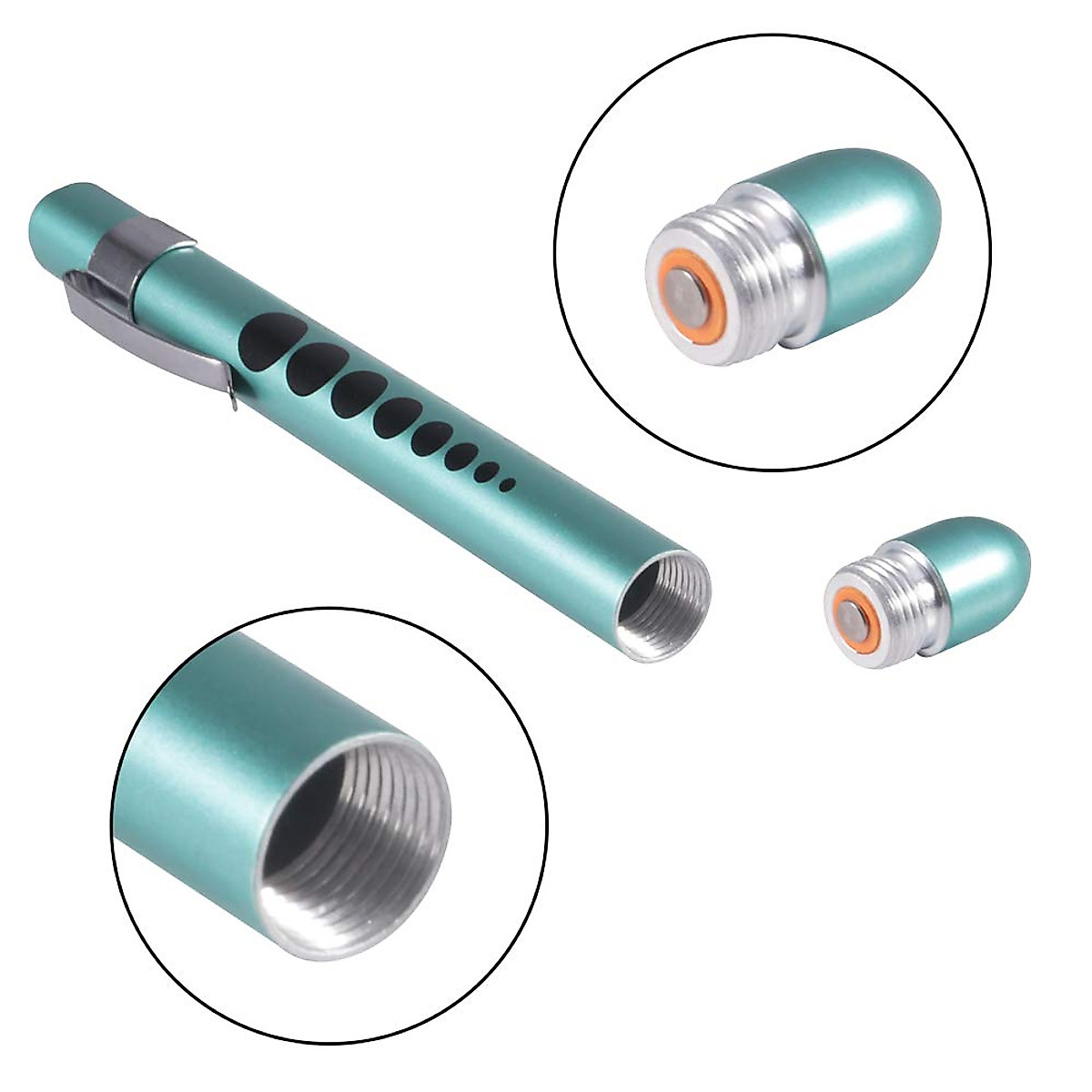 Aokin Medical Pen Light for Nurse Doctor, Reusable LED Medical Penlight Flashlight with Pupil Gauge and Ruler, White Light, Teal