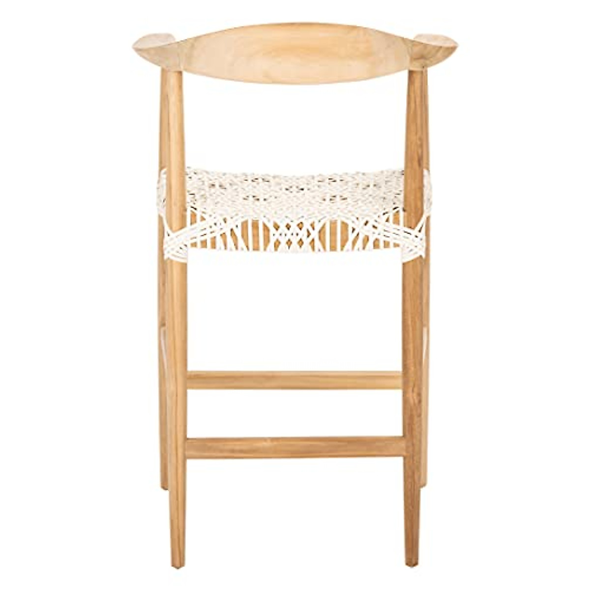 Safavieh Home Collection Bandelier Natural Teak and White Leather Counter Stool