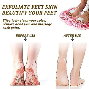 Shower Shower Foot & Back Scrubber，New Wall Mounted Back Scrubber, Silicone Bath Massage Cushion Brush with Suction Cups，Bathroom Wash Foot Mat Exfoliating Dead Skin Foot Brush (Pink)