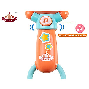 Kidian Baby Rattle - Shake and Jam Rattle - Baby Rattle and Teether Toy, Infant Rattle for 6 Months and Up by Flybar (Monkey)
