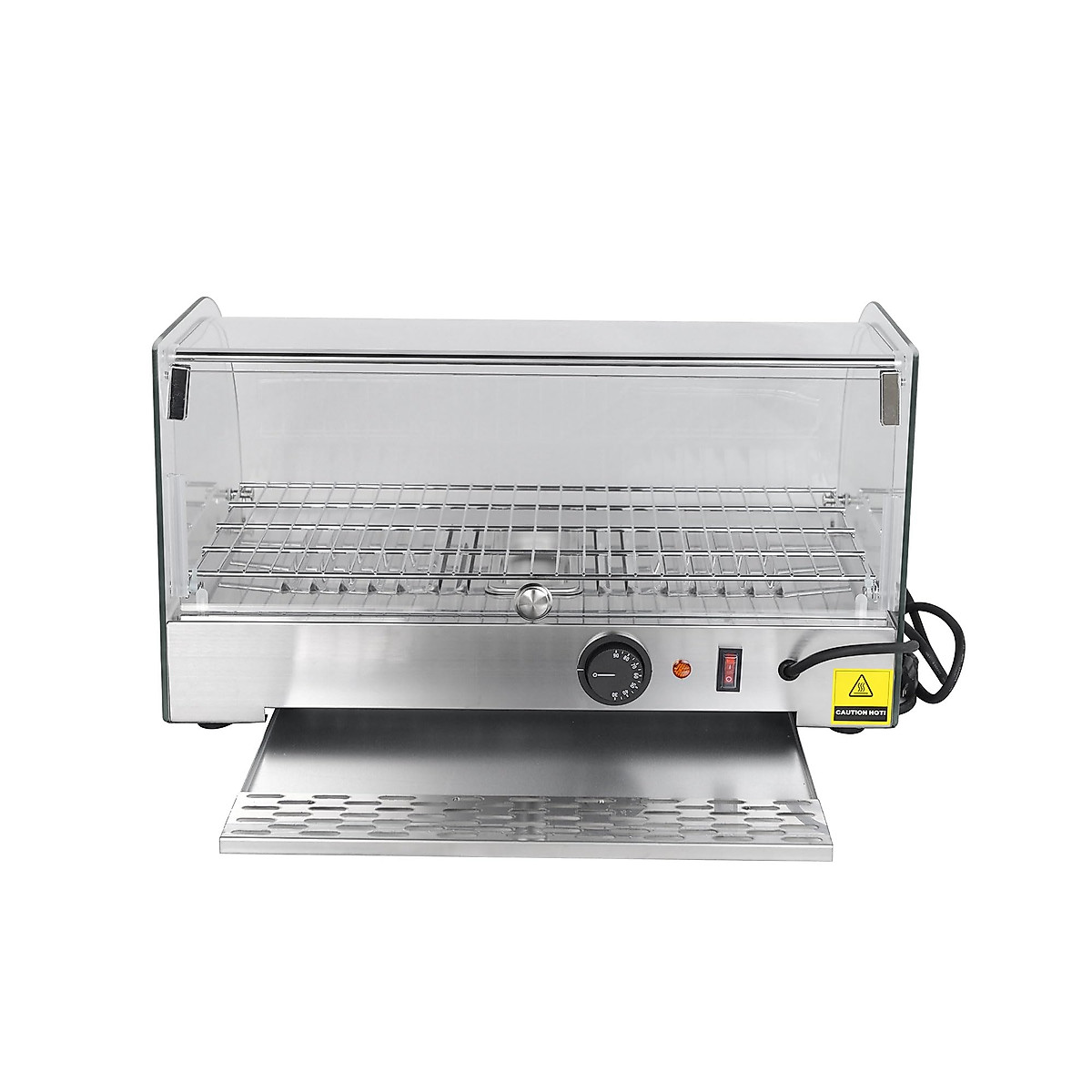 Hakka Commercial Food Warmer, 1-Tier Electric Showcase Pizza Warmer Countertop 25L Adjustable Tempreture Pastry Display Case for Buffet Restaurant Bakeshop Snack Bar