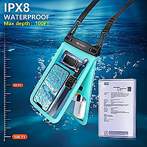 Niveaya [Up to 10.5" Large Floating Waterproof Phone Pouch - 2 Pack, Double Space Waterproof Phone Case with iPhone 15/14/13/12/ Pro Max/Pro/8 Plus, Galaxy S22/S21/S20/S10/Note 20/10/9.