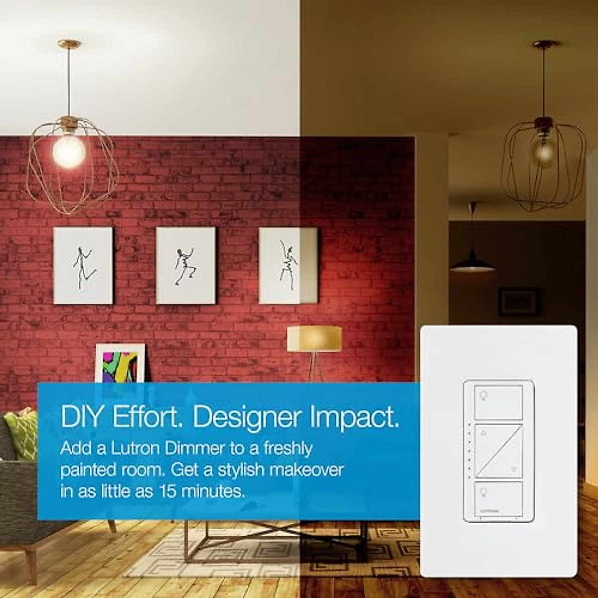 Lutron Caseta Original Smart Dimmer Switch (Lutron Smart Hub Required), for LED Lights, 150 Watt, Single-Pole/3-Way, No Neutral Required, PD-6WCL-BL, Black