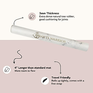 Shakti Warrior Lotus yoga mat - Premium Printed Natural Eco-friendly Non-Slip Mat Great for Hot Yoga, Pilates, Workouts (72 inch x 24 inch x 3mm thick)