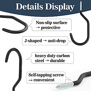 MAQIHAN 10 Garage Hooks Bike Hooks - Heavy Duty Garage Rack Wall Mount Storage J Hooks Hanging Utility Garage Ceiling Rack Bicycle Hooks Ladder Hangers Garden Yard Tools Organizer Organization