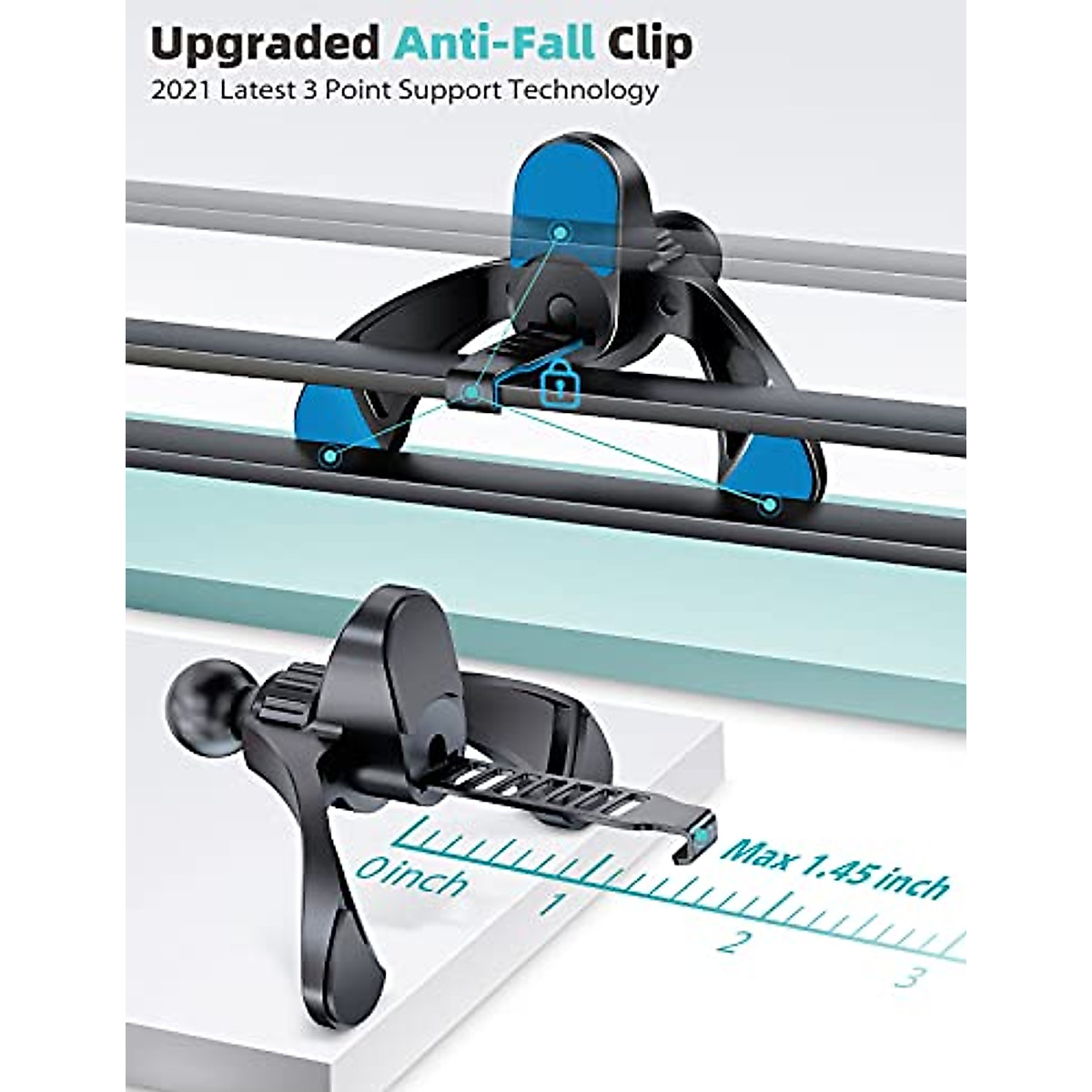 eSamcore Magnetic Car Phone Holder, Universal Air Vent Clip Car Phone Mount with Powerful Magnets and Anti-Fall Cell Phone Car Mount for iPhone Samsung Galaxy and Other Smartphone