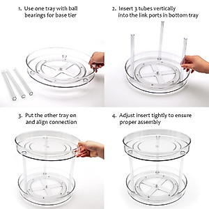 Amolliar 2 Tier 9 Inch Lazy Susan Turntable Organizer for Cabinet,Spice Rack Food Storage Container for Kitchen, Pantry, Fridge, Countertop, Vanity, Bathroom, Spinner Organizer for Spices, Condiments