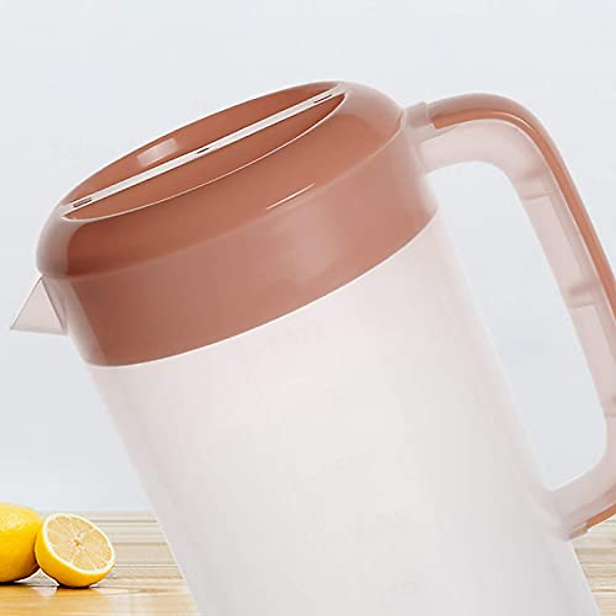 Jucoan 1 Gallon /4L Large Plastic Straining Pitcher, Clear Water Carafe Jug Juice Mixing Pitcher with 2 Strainers Cover, Handles, Measurements, BPA Free, Perfect for Ice Tea, Lemonade
