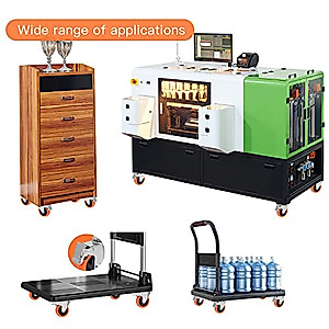 Stem Casters Heavy Duty Swivel Threaded Stem Caster Wheels with American Size 1/2''-13x1'' Thread Dual Locking Wheel with Brakes Pack of 4 (4 inch, with Brake)