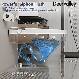 DeerValley Smart Toilet, One Piece Tankless Toilet with Bidet Built in Smart Bidet Toilet with 1.28GPF Auto Flush, Foot Kick, Blackout Flush, Warm Water, Heated Seat, Remote Control