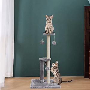 SYANDLVY 29" Tall Cat Scratching Post for Indoor Cats, Kittens Post Scratcher with Sisal Rope, Scratch Tree with Hanging Balls for Play