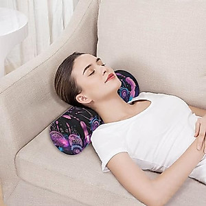 xigua Abstract Pattern Neck Roll Pillow for Neck Relief with Removable Washable Cover - Memory Foam Round Cylinder Bolster, Ergonomically Designed for Head, Neck, Back, and Legs