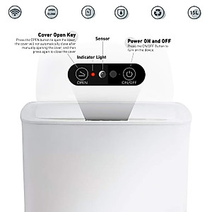 Automatic Infrared Motion Sensor Trash Can, 3.7 Gallon/14 L Non-Contact Plastic Garbage Bin for Bathroom Bedroom Office(White, Small)