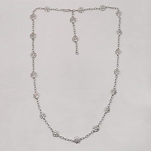 MOONEYE 22.00 CTW Natural Diamond Polki Flower Long Chain Necklace 925 Sterling Silver Platinum Plated Everyday Slice Diamond Jewelry