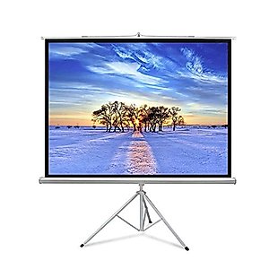 LLAMN 60-100 Inch 16:9 Portable Indoor Outdoor Projector Screen Matte White Fabric Fiber Screen with Pull Up Foldable Stand Tripod ( Size : 60 inch )