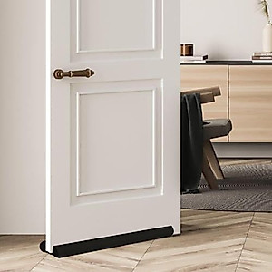 Sunolga 30 Inches Adjustable Twin Waterproof Door Draft Stopper, Right Angle Triangular Under Door Draft Noise Blocker for Bottom of Doors, Black