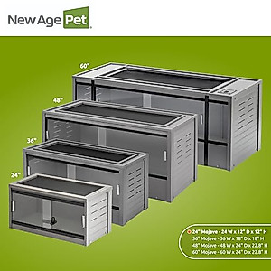 New Age Pet ECOFLEX 24-Inch Mojave Reptile Lounge in Grey - Durable Wood Plastic Composite Habitat with Ventilated Side Panels, Removable Sliding Glass Doors, and Mesh Screen Top