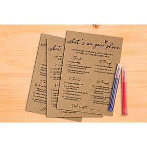 HEZNZXQ Rustic Kraft Wedding Games, Minimalist Bridal Shower Games, Engagement/Bachelorette Party Decorations, 5" x 7" Double-Sided Games Cards(25 Pack)-A01