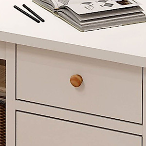 CraftThink Kids Writing Desk, Contemporary Wood Office Desk Sturdy Home Office Study Table Work Desk Writing Desk Table with Drawer Cabinet Shelf for Home Bedroom Use, White 47" L x 18" W x 59" H