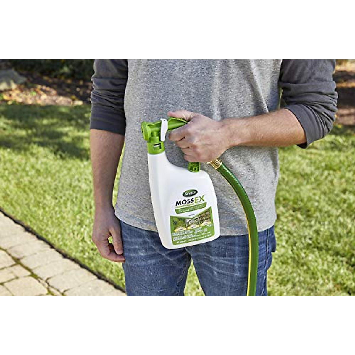 Scotts MossEx 3-in-1 Ready-Spray, Moss Killer for Lawns, Hard Surfaces, and More, 32 fl. oz.