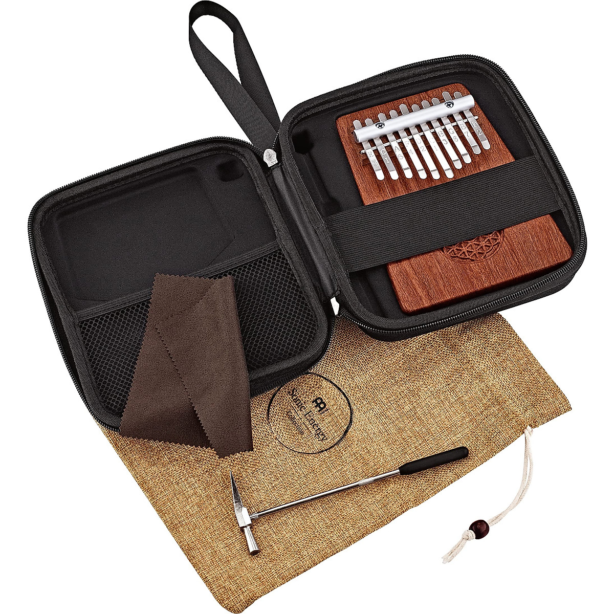Kalimba Thumb Piano, 10 Keys — Includes Tuning Hammer and Case — For Meditation, ASMR, Sound Therapy and Yoga, 2-YEAR WARRANTY