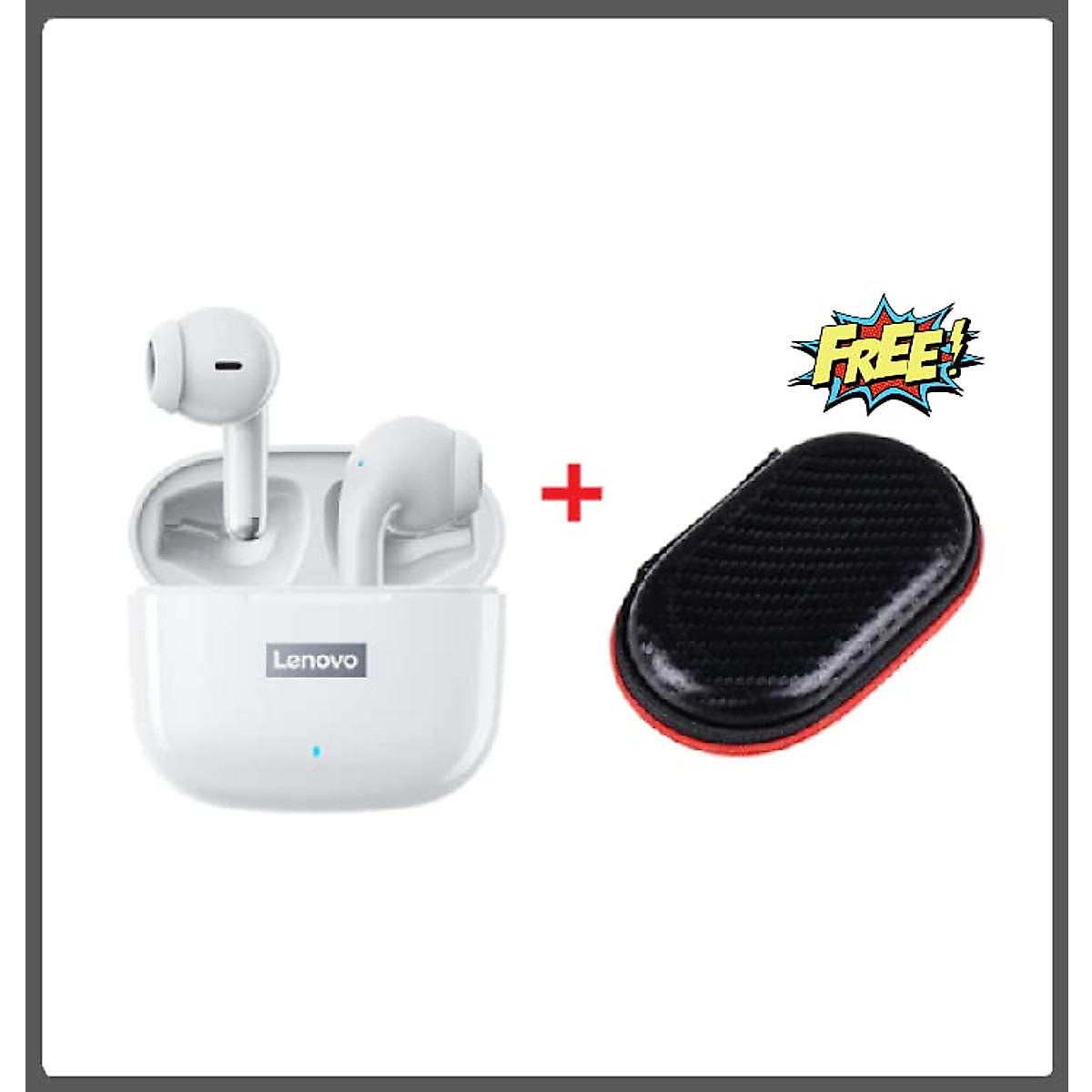 LP40 Pro TWS Earphones Wireless + Free Bag Handsfree Bluetooth 5.1 Sport Noise Reduction Headphones Touch Control Earbuds (White)