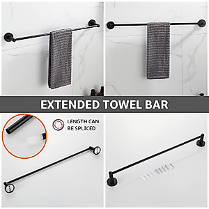 BGL Bathroom Hardware Set Matte Black 4-Pieces Bathroom Towel Rack 24 Inches Adjustable Bathroom Accessories Set