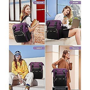 LOVEVOOK Laptop Backpack for Women, 17.3 Inch Work Laptop Bag，Waterproof Teacher Nurse Bag with USB Port,Fashion Travel Bag Business Computer Backpack Purse