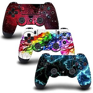 FOTTCZ [3PCS] Vinyl Skin for PS4/Slim/Pro Controller (Standard Edition), Sticker Decorate and Protect Device Surface, Group F