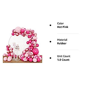 RUBFAC Pink Balloon Arch Garland Kit, Hot Pink Rose Gold Chrome Balloons for Birthday Shower Princess Theme Party Background Decorations