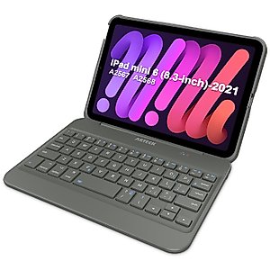 Arteck Bluetooth Keyboard Case for iPad Mini 6, 8.3-inch, with 130 Degree Swivel Rotating Stand, Shockproof Protection, Auto Sleep/Wake Feature, USB-C Charging