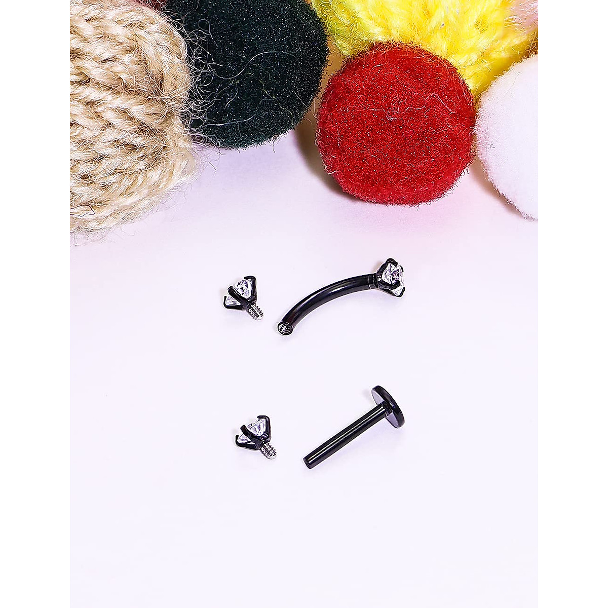 Prjndjw 16g Lip Rings Stainless Steel Horseshoe Rings Eyebrow Rings Labret Monroe Lip Rings Nail Tragus Helix Earrings Studs Ring Medusa Piercing Jewelry 8mm 44 Pcs Glow in the Dark