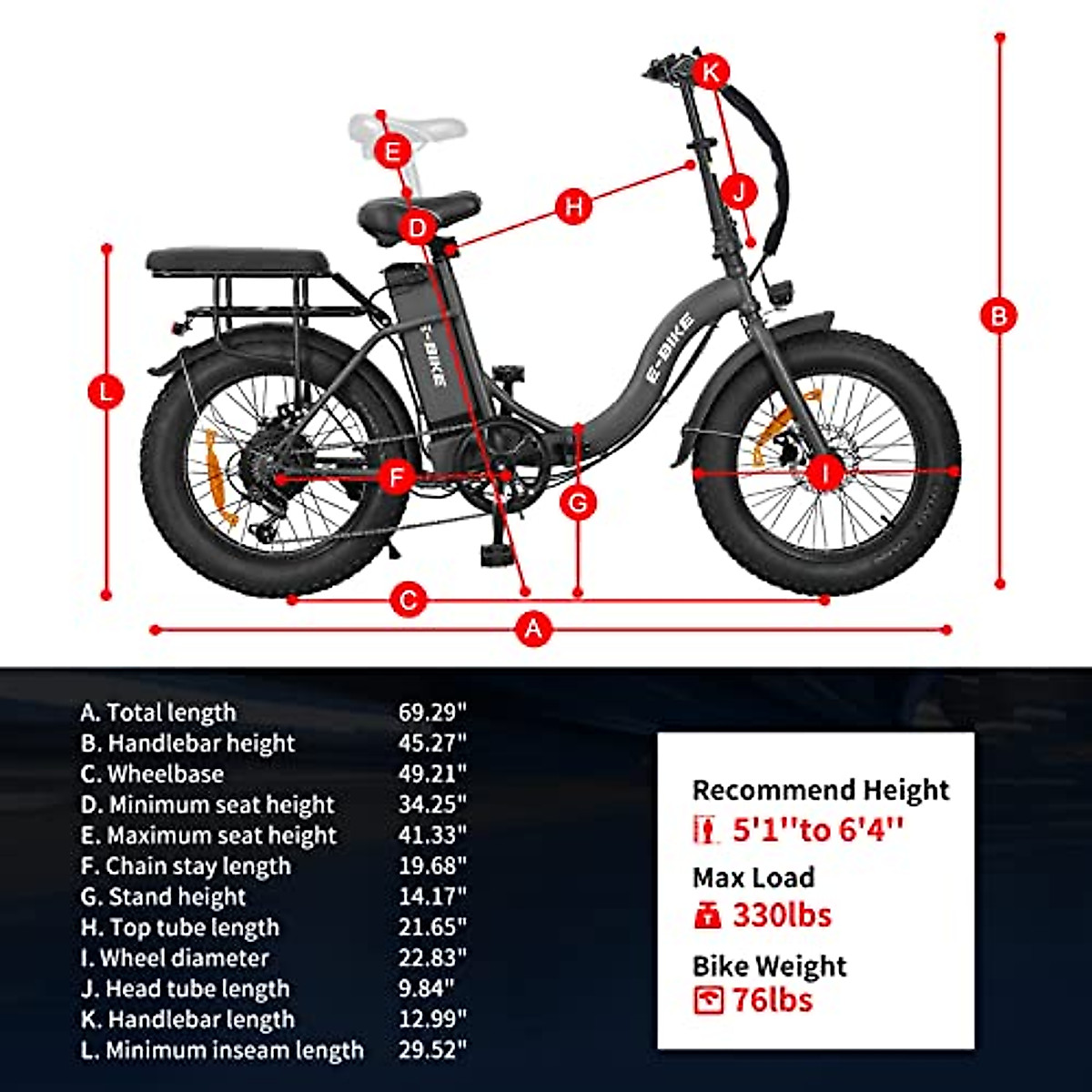 AIWARGOD Electric Bike for Adults, 500W Folding Electric Bicycle with 36V Removable Lithium Battery, 20" x 4.0 Fat Tire Ebike for Adults with Shimano 7-Speed Shifter Mens/Women 25MPH E Bikes