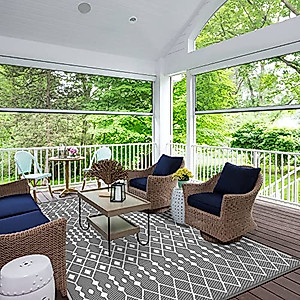 GENIMO Outdoor Rug for Patio Clearance, 5'x8'Waterproof Reversible Outside Outdoor Decor, Area Boho Rug, Plastic Straw Mat for RV, Deck, Patio, Camping, Picnic, Porch, Camper, Grey&White