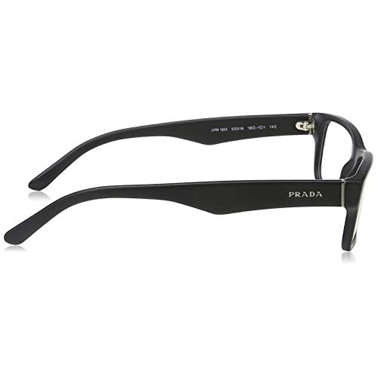 Prada Heritage PR 16MV 1BO1O1 Matte Black Plastic Rectangle Eyeglasses 55mm