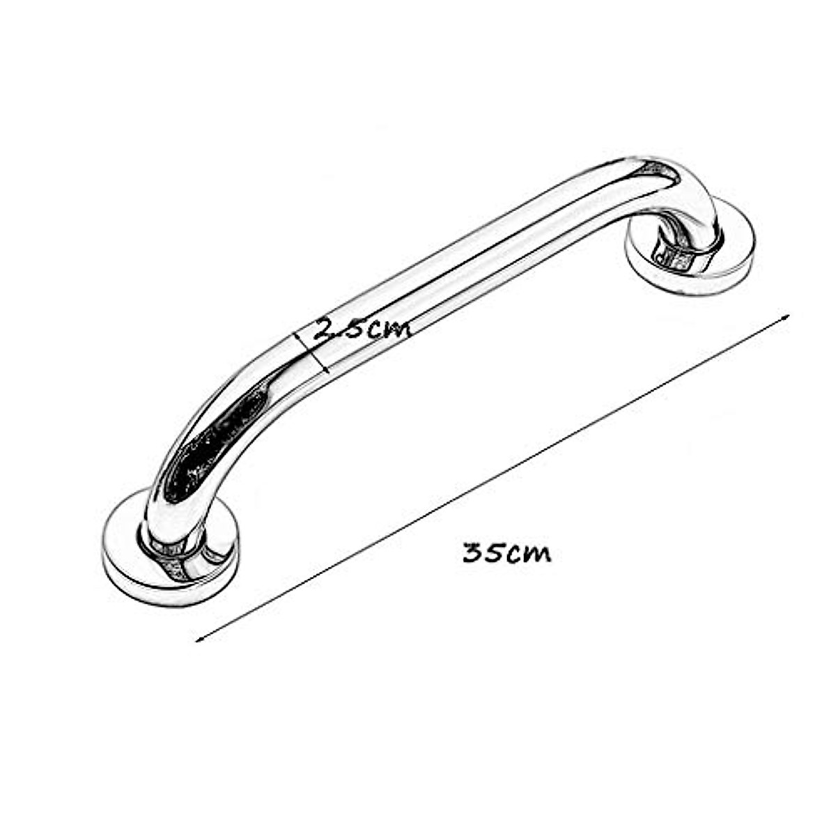 CRODY Bath Wall Attachment Handrails Grab Bar Rails Stainless Steel Bathroom Grab Bar-Kitchen Handrail-Safety Toilet Armrest-Towel Rack,Non-Slip Durable for Disabled Elderly/35Cm