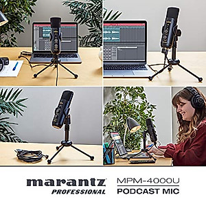 Marantz Professional MPM-4000U Podcast Mic - USB Condenser Microphone With Mixer and Headphone Output for Podcasting, Live Streaming, YouTube Projects