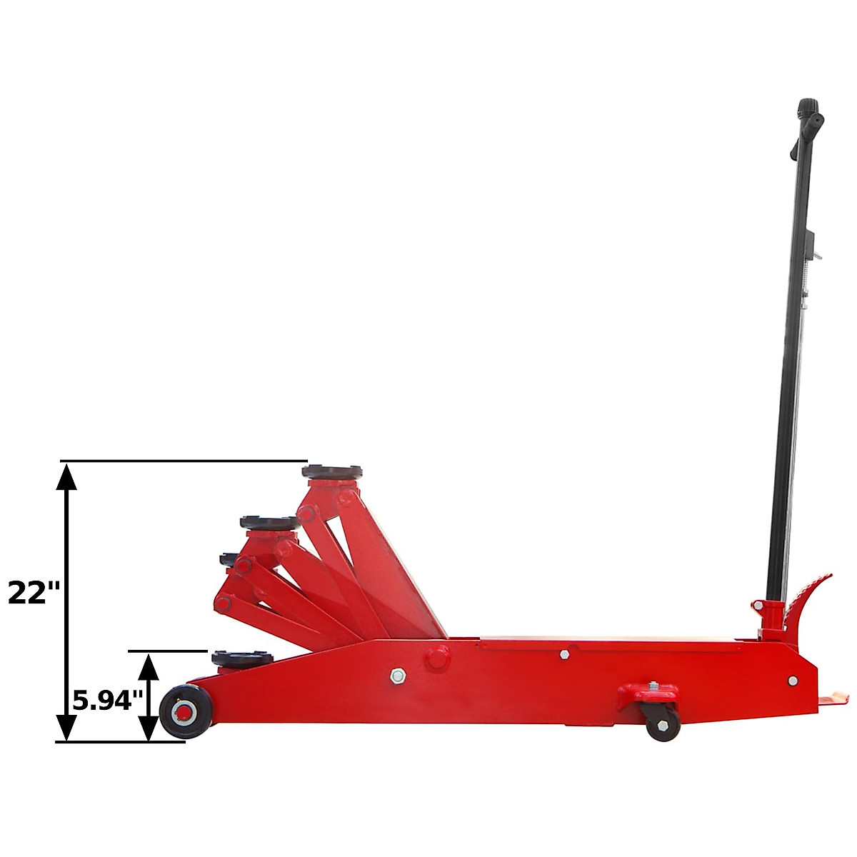 BIG RED T80501 Torin Hydraulic Heavy Duty Long Frame Service/Floor Jack with Foot Pedal, 5 Ton (10,000 lb) Capacity, Red