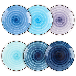 KitchenTour Large Ceramic Pasta Bowls with 10 Inch Large Dinner Plates Set of 6