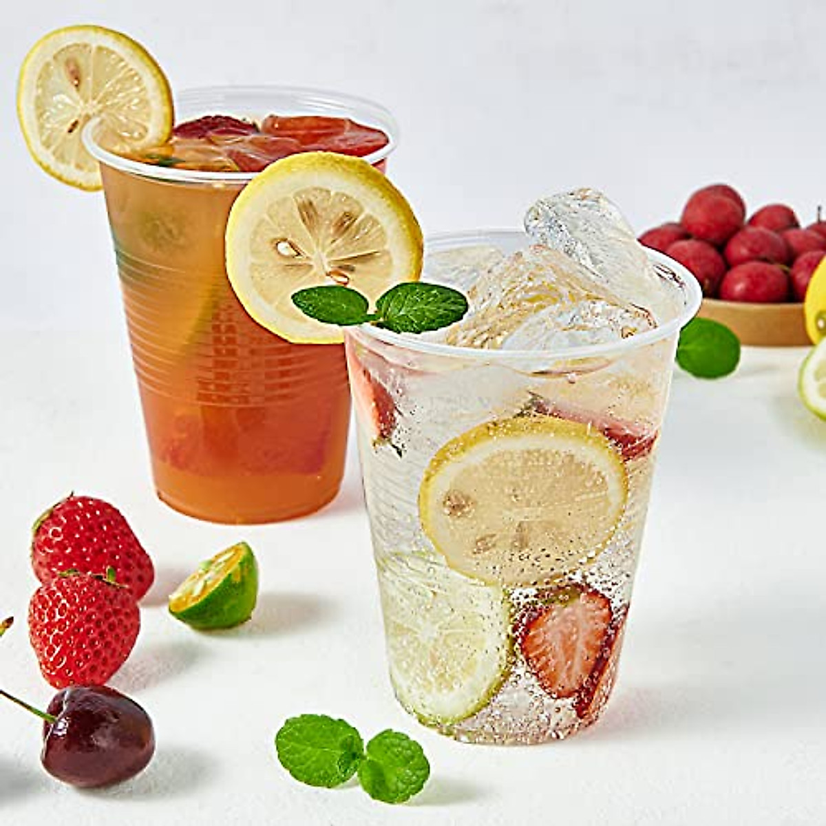 Turbo Bee 280 Pack 16oz Clear Disposable Plastic Cups,Cold/Hot Drinking Cups,Transparent Plastic Party Container for Water, Iced Cold Coffee, Juice, Soda