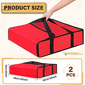 Mifoci 2 Pcs 20 x 20 x 6 Insulated Pizza Delivery Bag Pizza Warmer Bags Pizza Carrier Insulated Bags Hold 2-16" or 18" Pizza Boxes, for Catering Food Delivery, Restaurants, Cookouts (Red)
